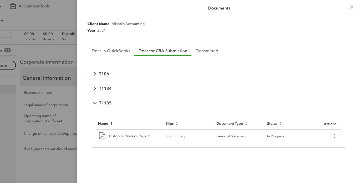 Attach and submit electronic documents via T1135, T1134, and T106 ...