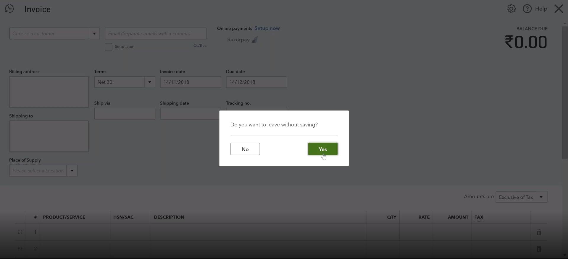 Payment enabled invoices—Razorpay