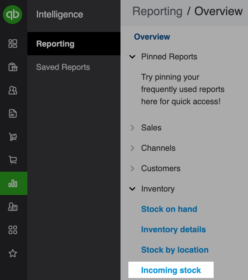How to run an incoming stock report?