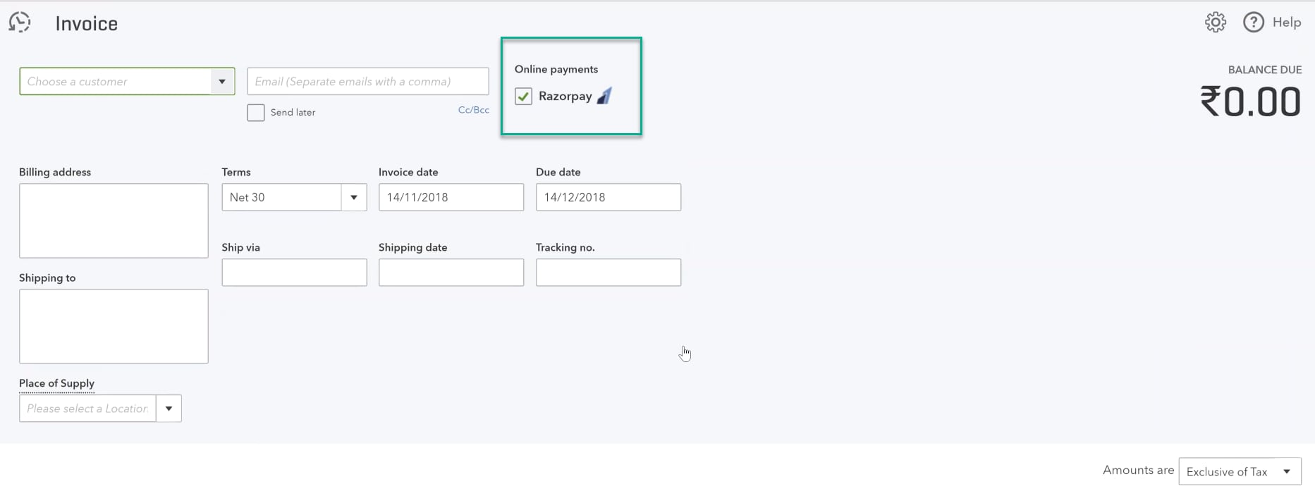 Payment enabled invoices—Razorpay