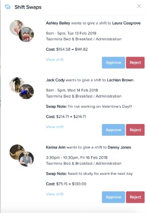 Manage Shift Swapping
