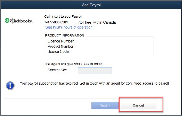 Resolve an “Enter Payroll Service Key” error message in QuickBooks Desktop