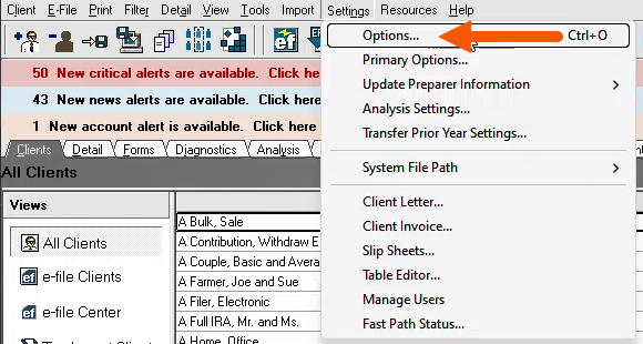 How to track time per return in Lacerte