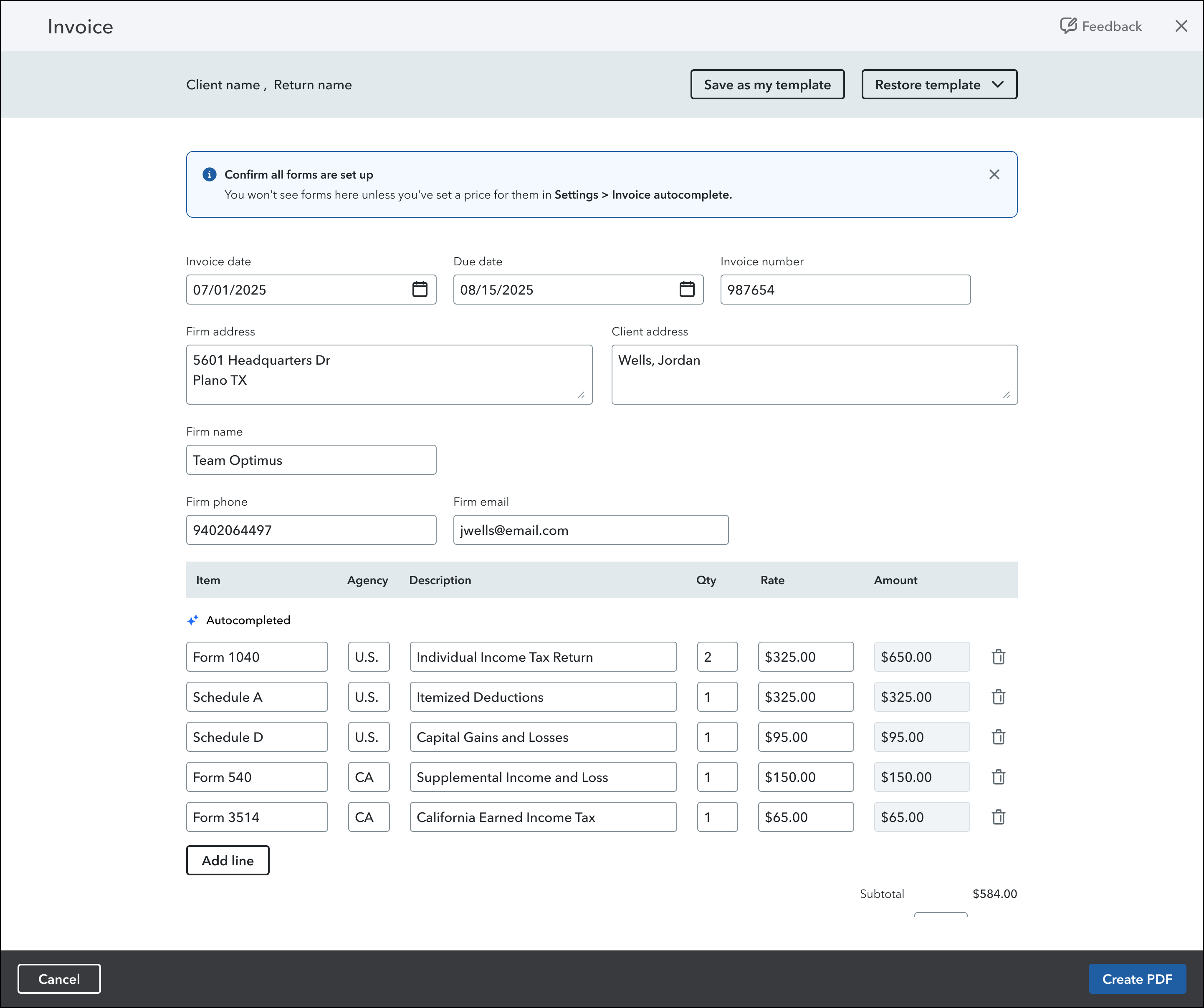How to create Form-based invoices in ProConnect Tax